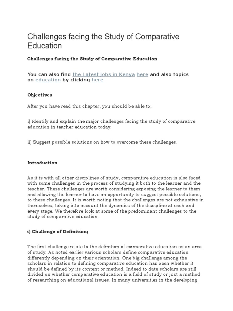 Challenges Facing The Study of Comparative Education | PDF | Sociology ...