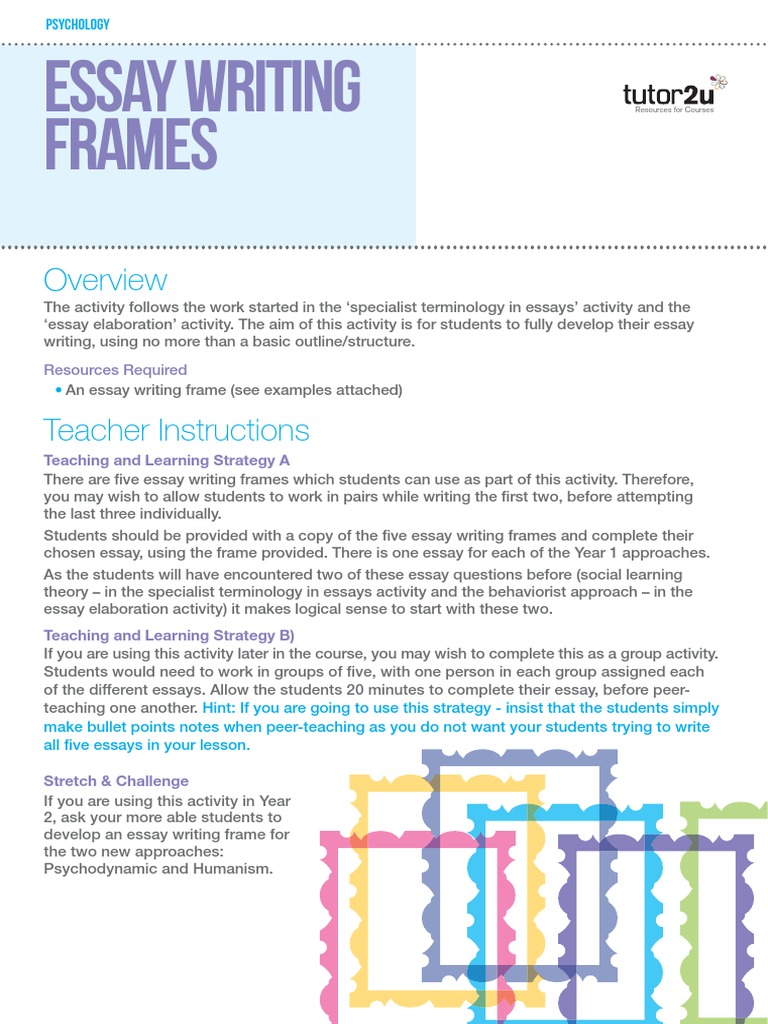05 Essay Writing Frames | PDF | Behaviorism | Neuropsychological Assessment