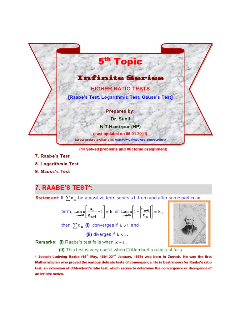 Infinite Series Tests | PDF | Series (Mathematics) | Series
