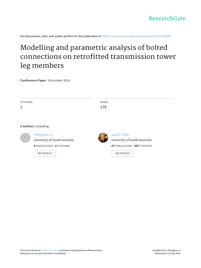 Modelling and Parametric Analysis of Bolted Connections On Retrofitted ...