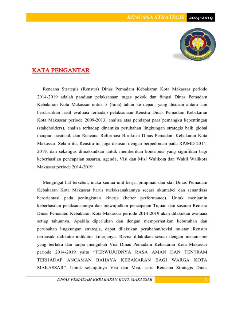 Rencana Strategis Damkar Makassar 2014-2019 | PDF | Seni