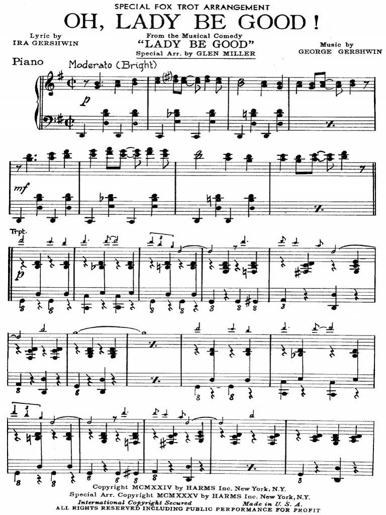 Oh Lady Be Good Piano | PDF