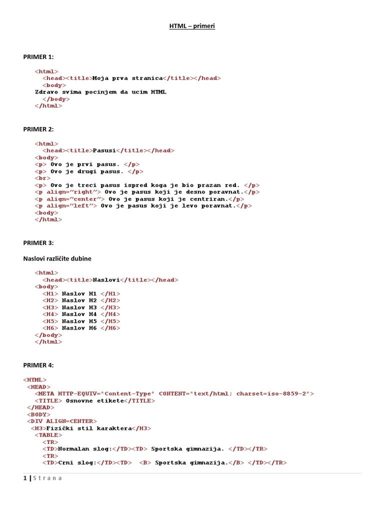 HTML Primeri | PDF