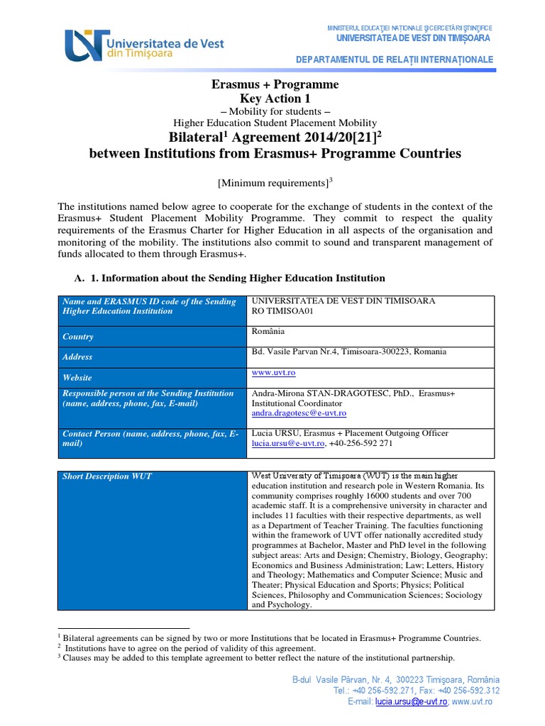 Bilateral Agreement For Erasmus+ Placement | Download Free PDF | Doctor ...