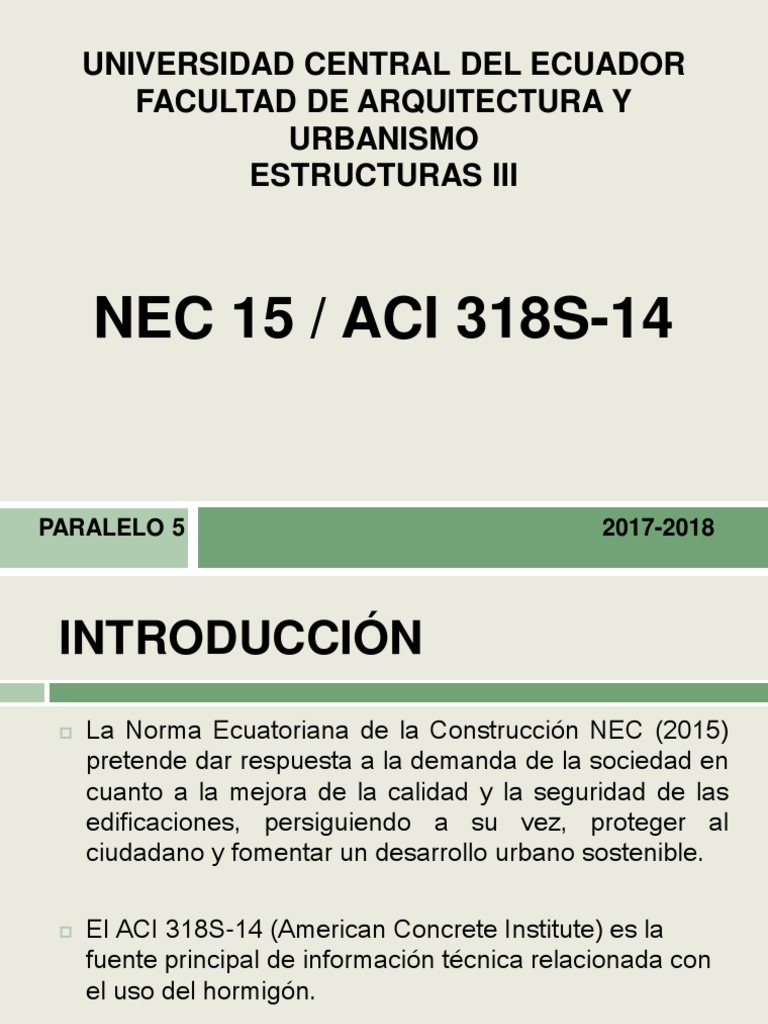 Estructuras Aci318 Nec15.Completopptx | PDF | Acero | Doblar