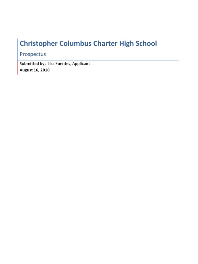 Christopher Columbus Charter High School: Prospectus | PDF ...