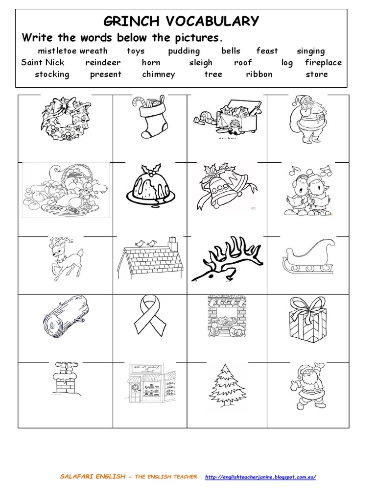 Grinch Vocabulary Worksheet | PDF | Holidays | December Observances
