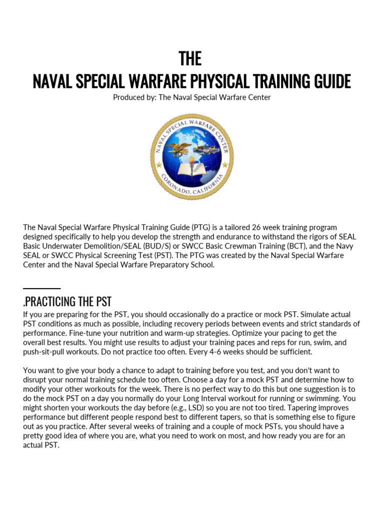 Naval Special Warfare Physical Training Guide | PDF | Strength Training ...