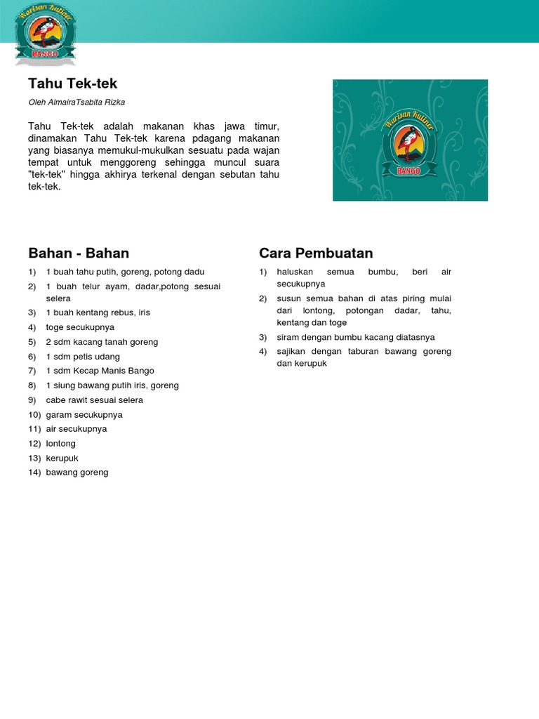 Tahu Tek-Tek PDF | PDF