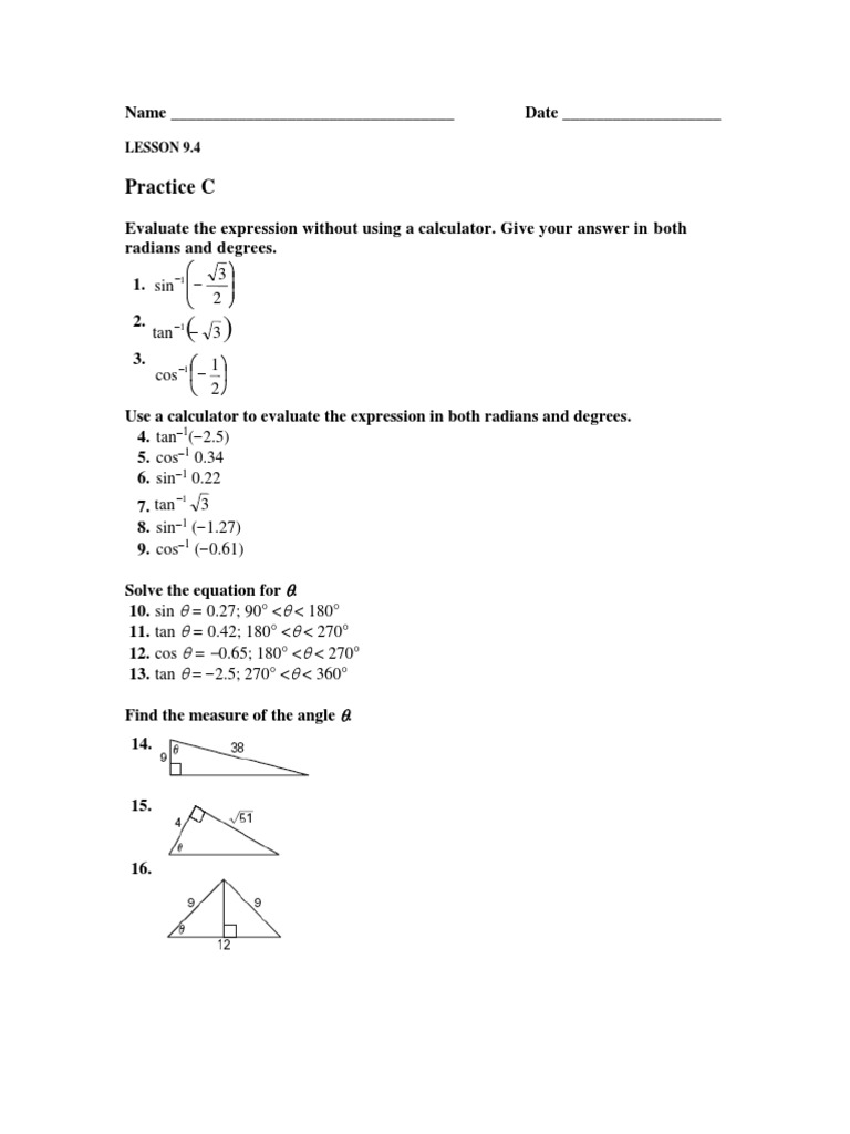 Evaluating Inverse Trigonometric Functions | PDF