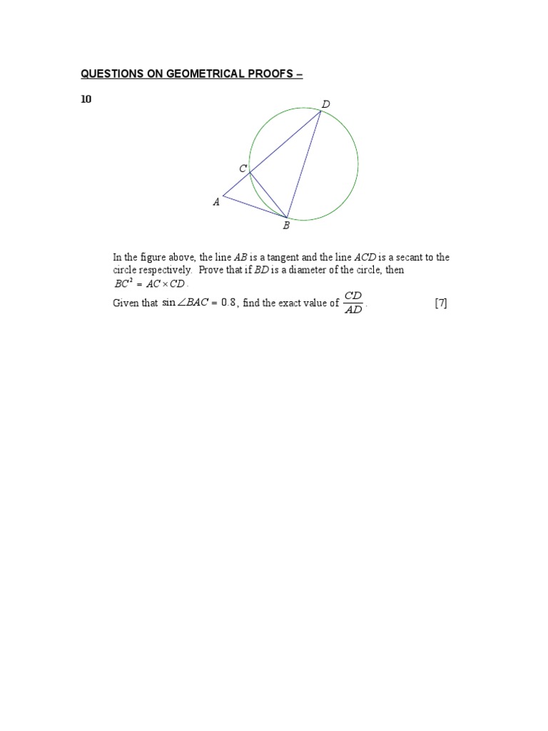 Questions On Geometrical Proofs 10: 8 - 0 Sin Bac | PDF | Perpendicular ...