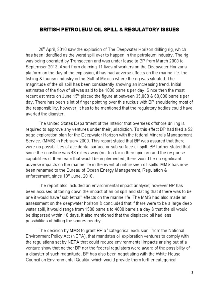 BP OIL SPILL: Where Does The Blame Lie? | PDF | Deepwater Horizon Oil ...
