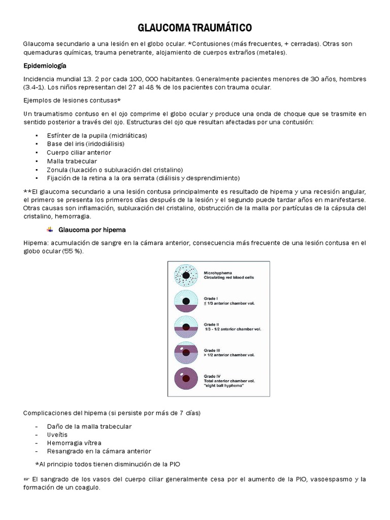 Glaucoma Traumático: Causas y Tratamiento | PDF | Ojo humano | Glaucoma