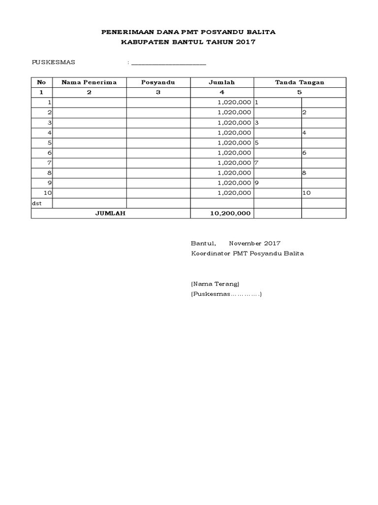 Tanda Terima PMT | PDF