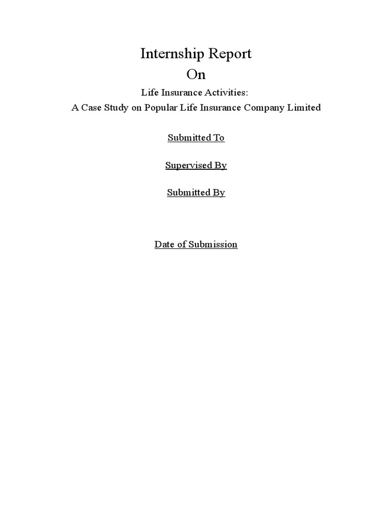 Internship Report On Popular Life Insurance Company | PDF | Life ...