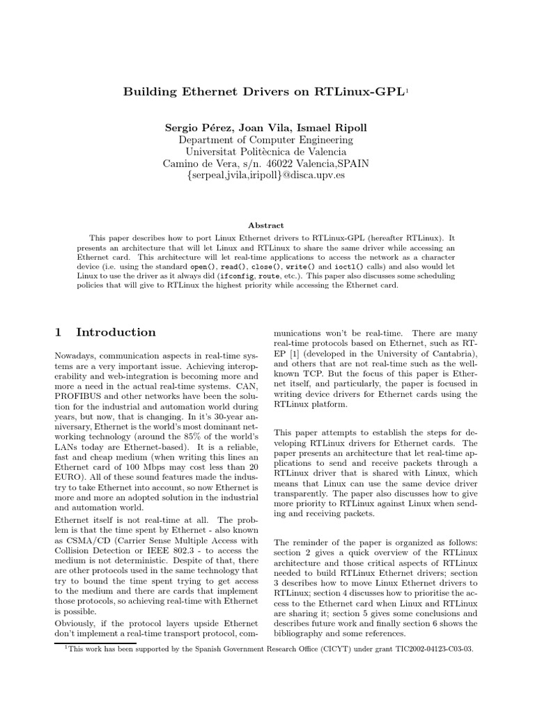 Building Ethernet Drivers On Rtlinux-Gpl | PDF | Device Driver ...