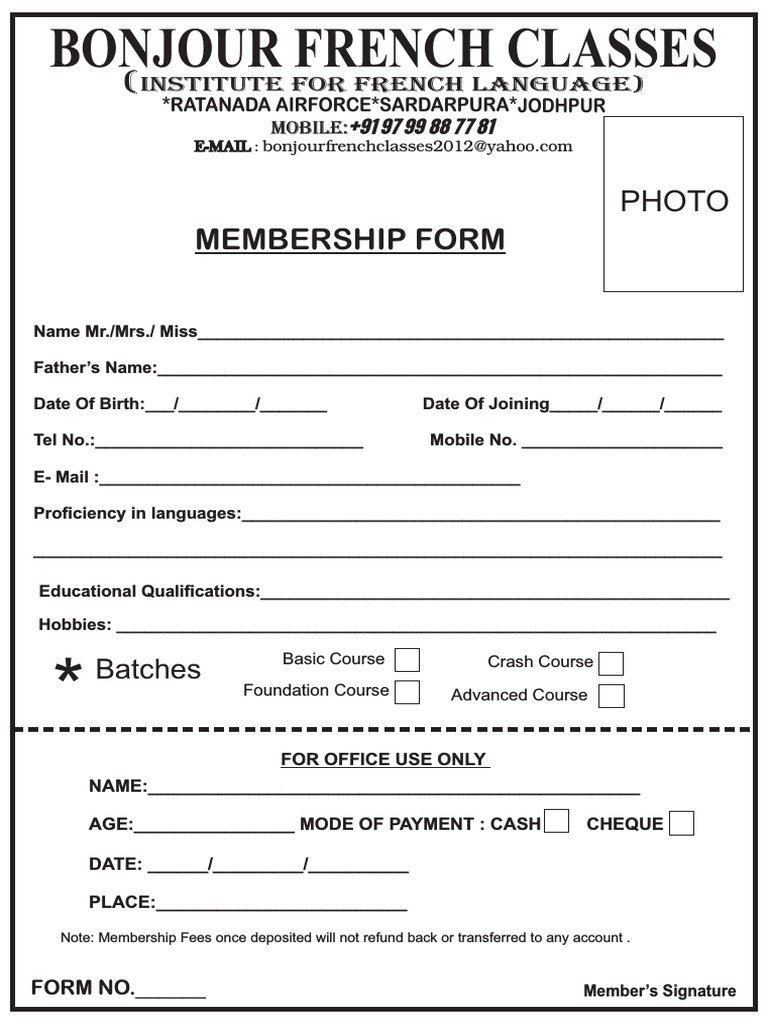 French Language Course Signup | PDF