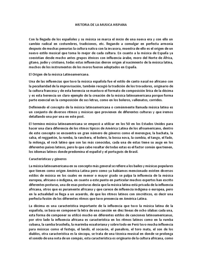 Historia de La Musica Hispana | PDF | America latina | Musica ...