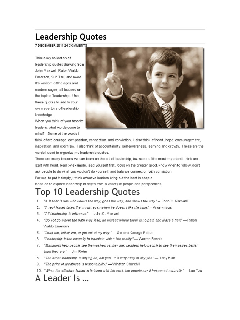Leadership Wisdom: Quotes & Insights | PDF | Servant Leadership ...