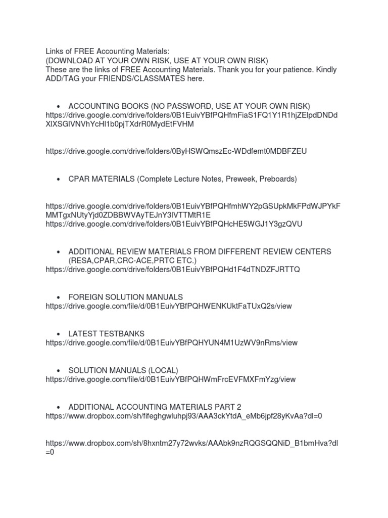 Links of FREE Accounting Materials | PDF | Accounting | Service Industries