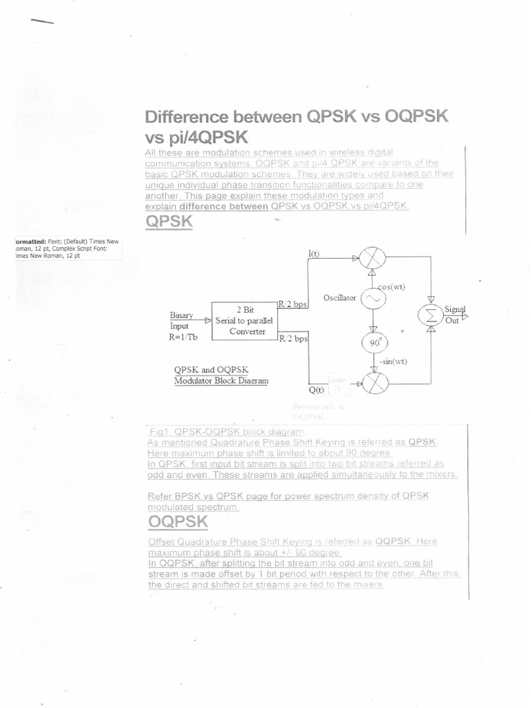 Difference Between QPSK, OQPSK | PDF | Digital Technology | Telephony