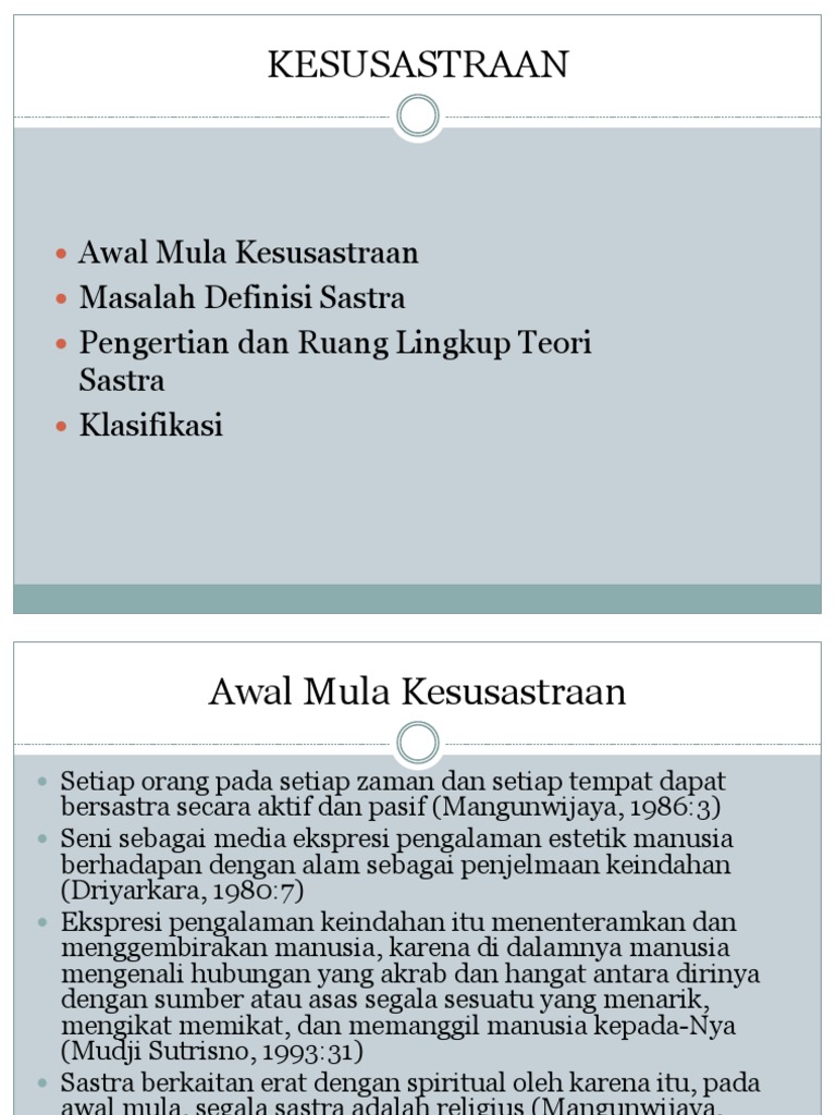 Teori Sastra dan Definisi Kesusastraan | PDF