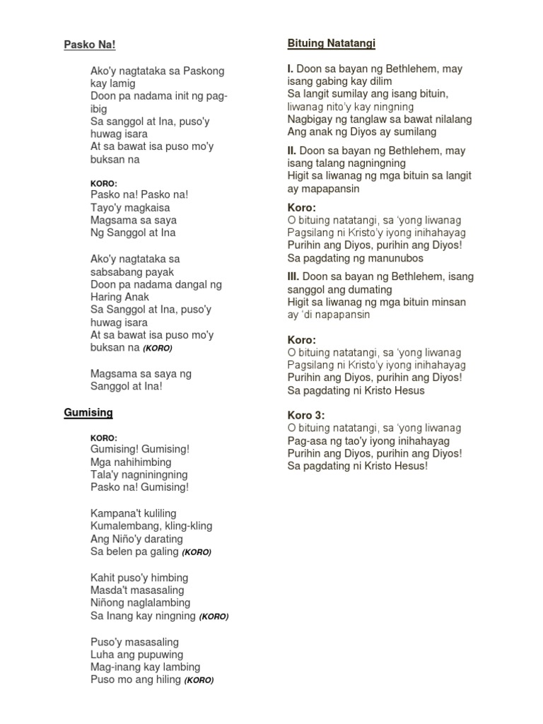 Pasko Na, Gumising, Bituing Natatangi | PDF