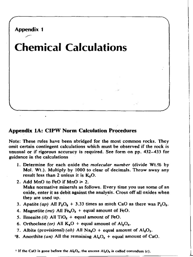 CIPW Norm Calculation | PDF