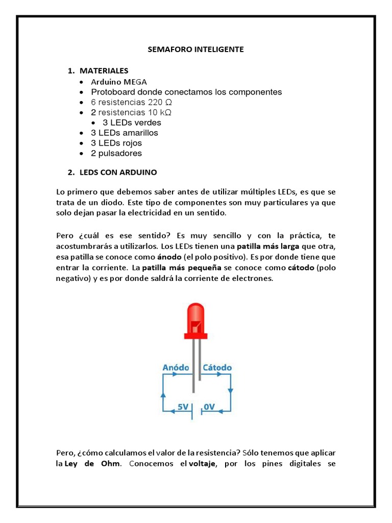Semáforo Inteligente con Arduino | PDF | Diodo emisor de luz | Semáforo