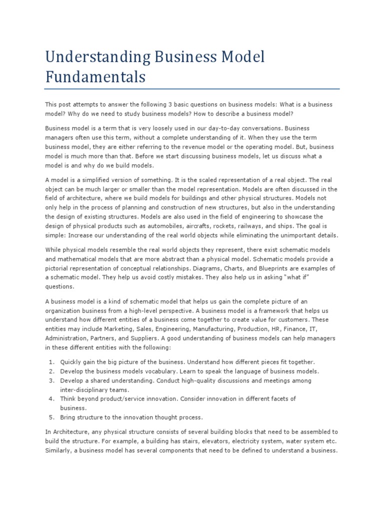 Understanding Business Model Fundamentals | PDF | Mathematical Model ...
