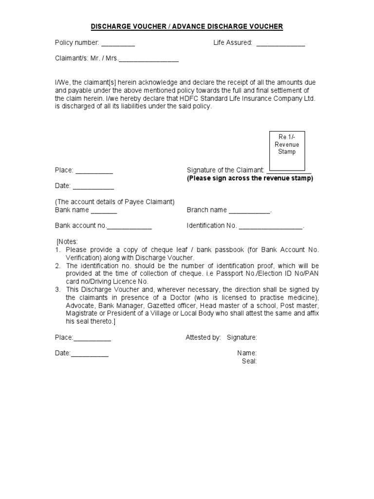 SHRIRAM DISCHARGE VOUCHER.pdf | Identity Document | Official Documents