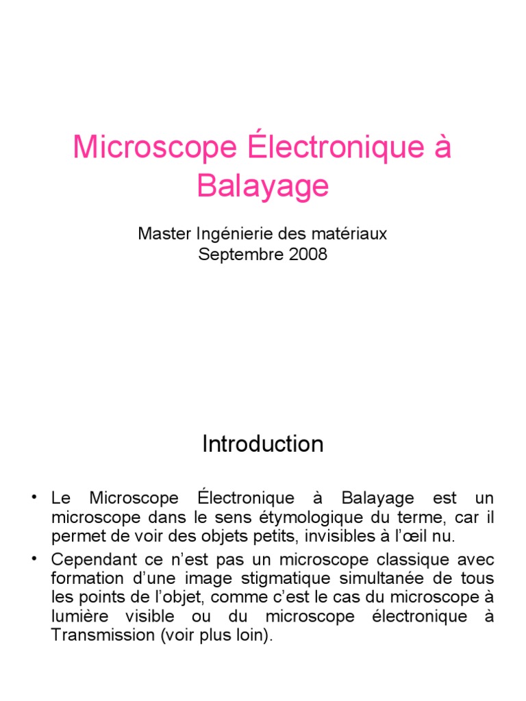 Microscope Électronique À Balayage | PDF | Microscopie électronique à ...