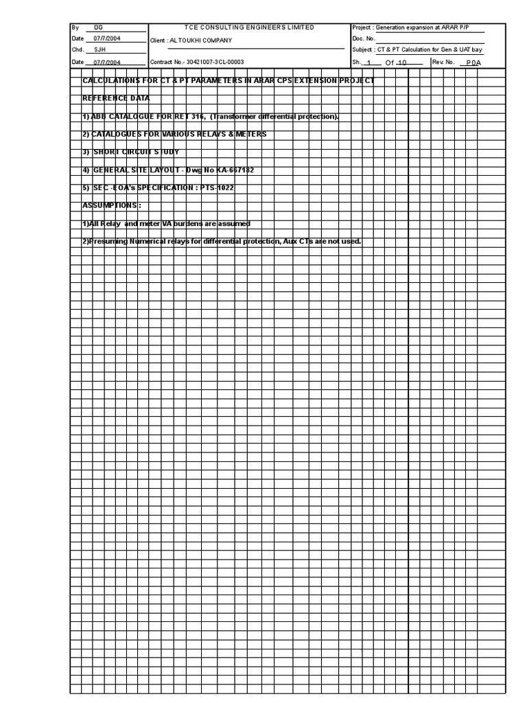 CT & PT Calculations for ARAR Project | PDF | Volt | Electrical ...
