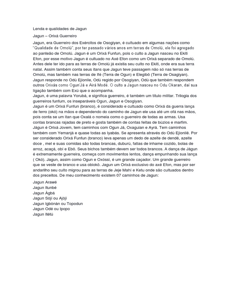 Qualidades de Jagun | PDF