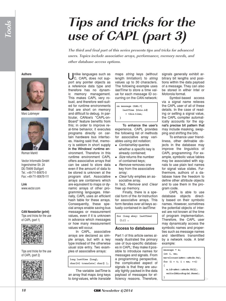 CAPL Tips for Advanced Users | PDF | Subroutine | Array Data Structure