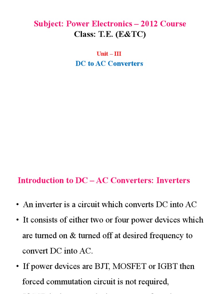Power Electronics Unit-3 | PDF | Power Inverter | Power Electronics