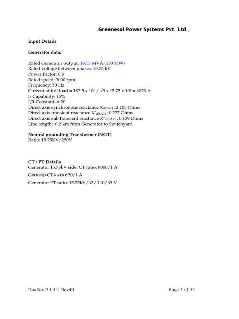 Generator Relay Settings | Download Free PDF | Electrical Impedance ...