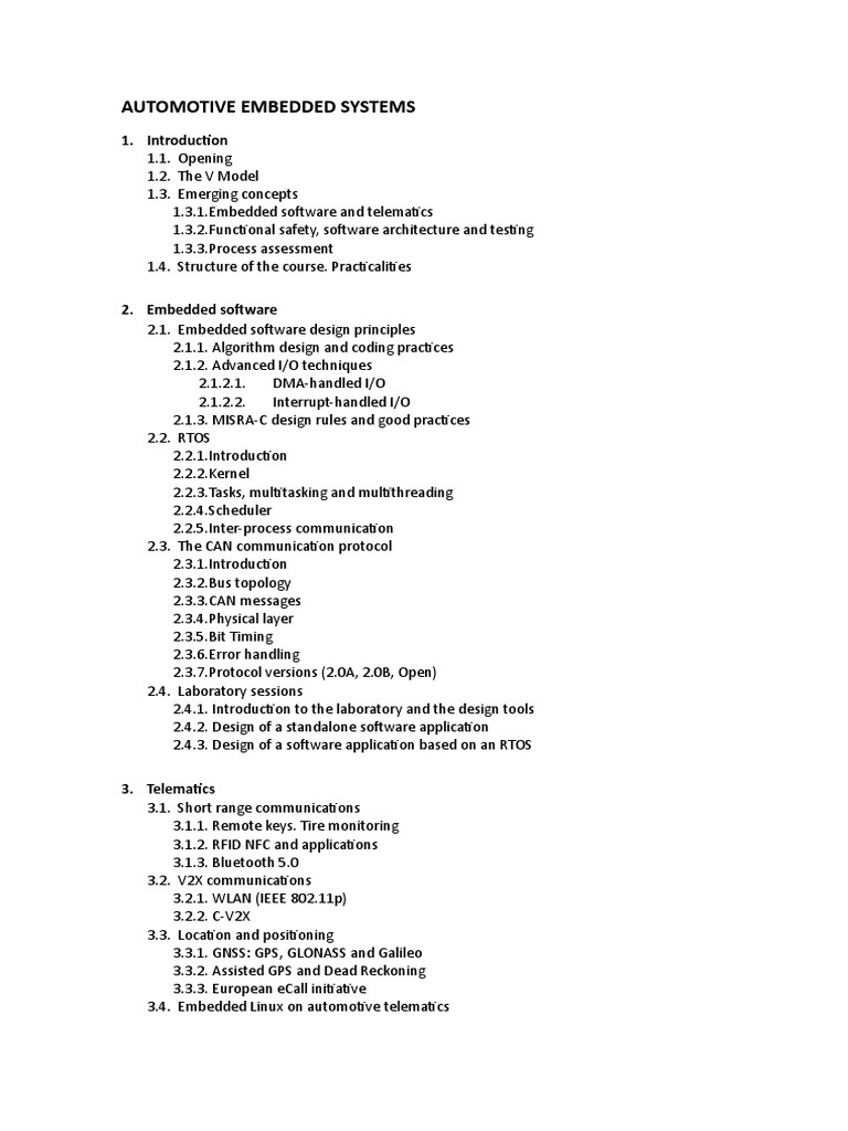 Automotive Embedded Systems Toc | PDF | Embedded System | Software Engineering