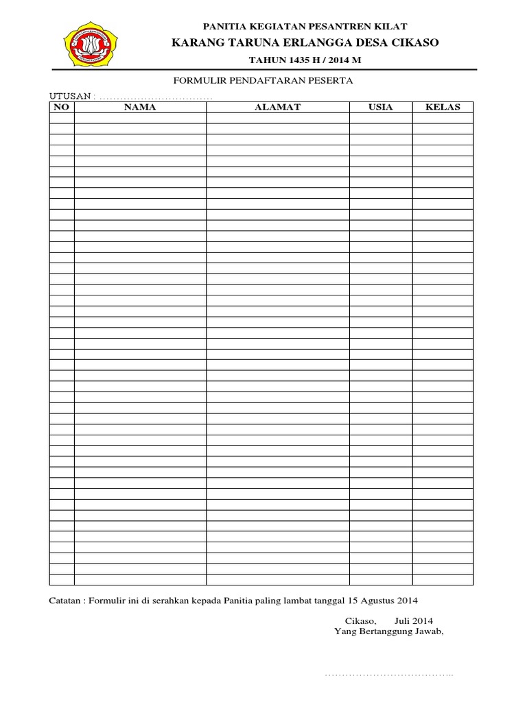 Formulir & Daftar Hadir | PDF | Karier & Perkembangan