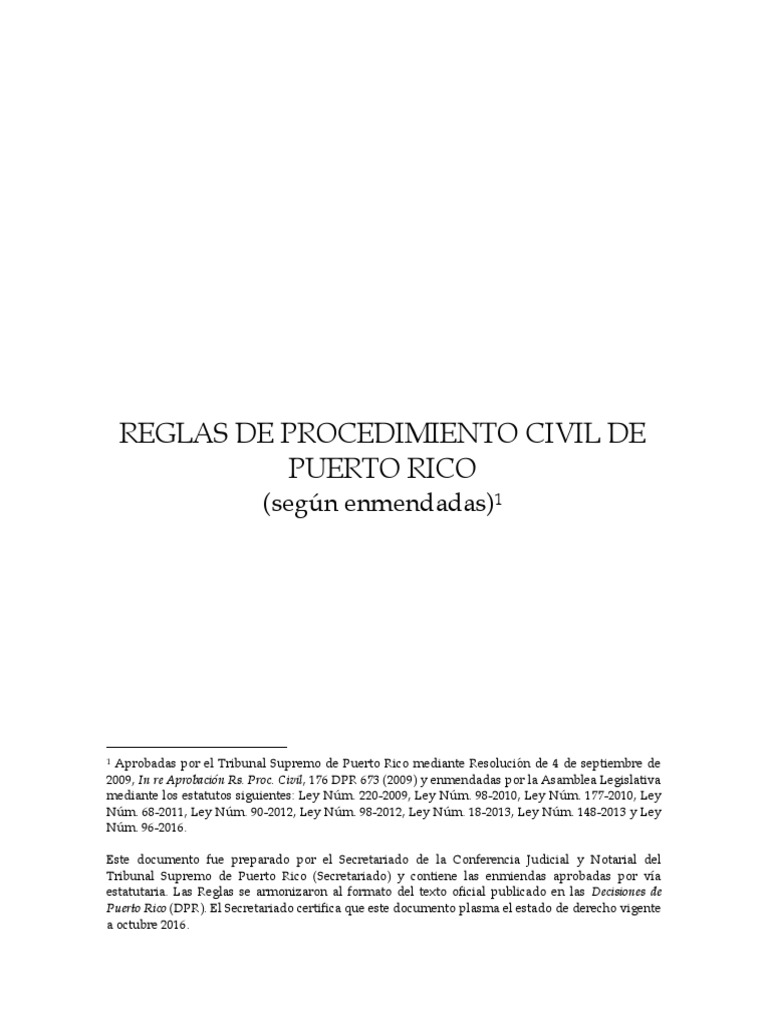 Regla de Procedimiento Civil para Puerto Rico | PDF | Competencia (ley ...