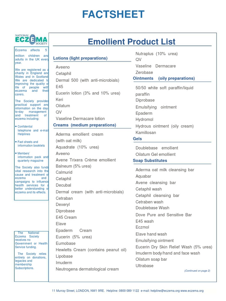 Emollient Product List June 2013 CV | PDF | Topical Medication ...