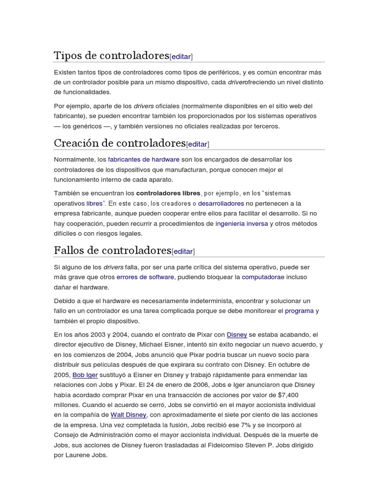 Tipos de Controladores | PDF | Controlador de dispositivo | Pixar
