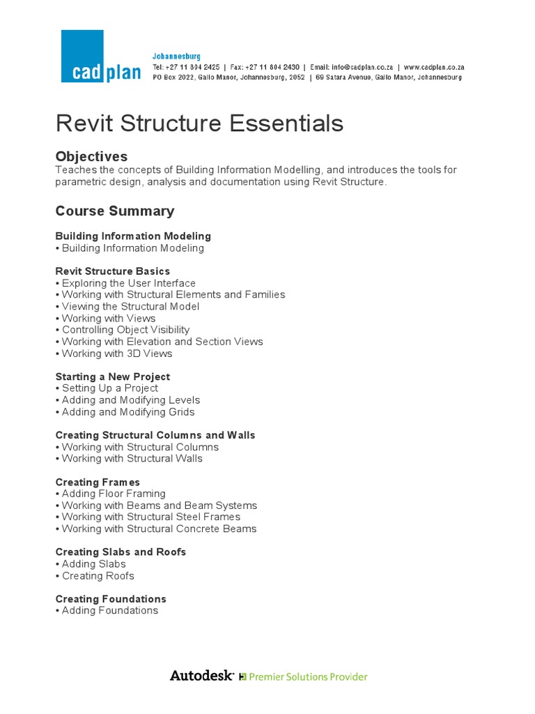 Revit Structure Essentials PDF | PDF | Autodesk Revit | Civil Engineering