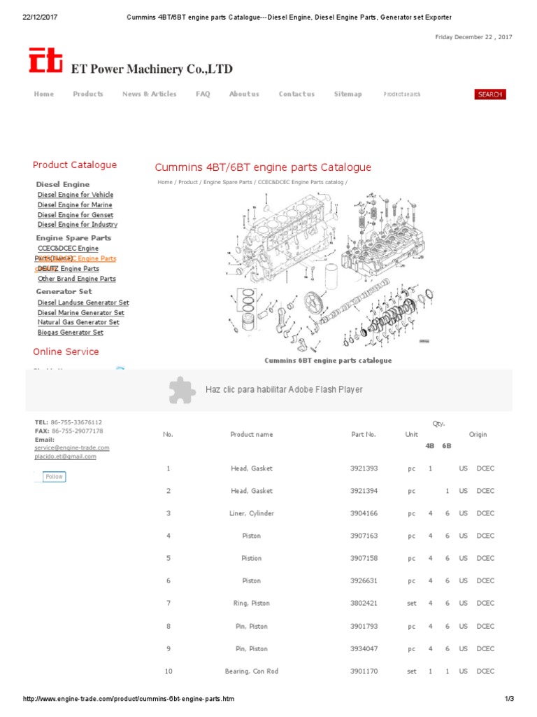 Cummins 4BT - 6BT Engine Parts Catalogue - Diesel Engine, Diesel Engine ...