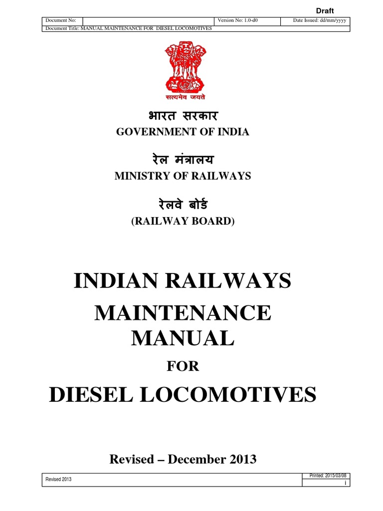 Maintenance Manual For Diesel Locomotives PDF | PDF | Rail Transport ...
