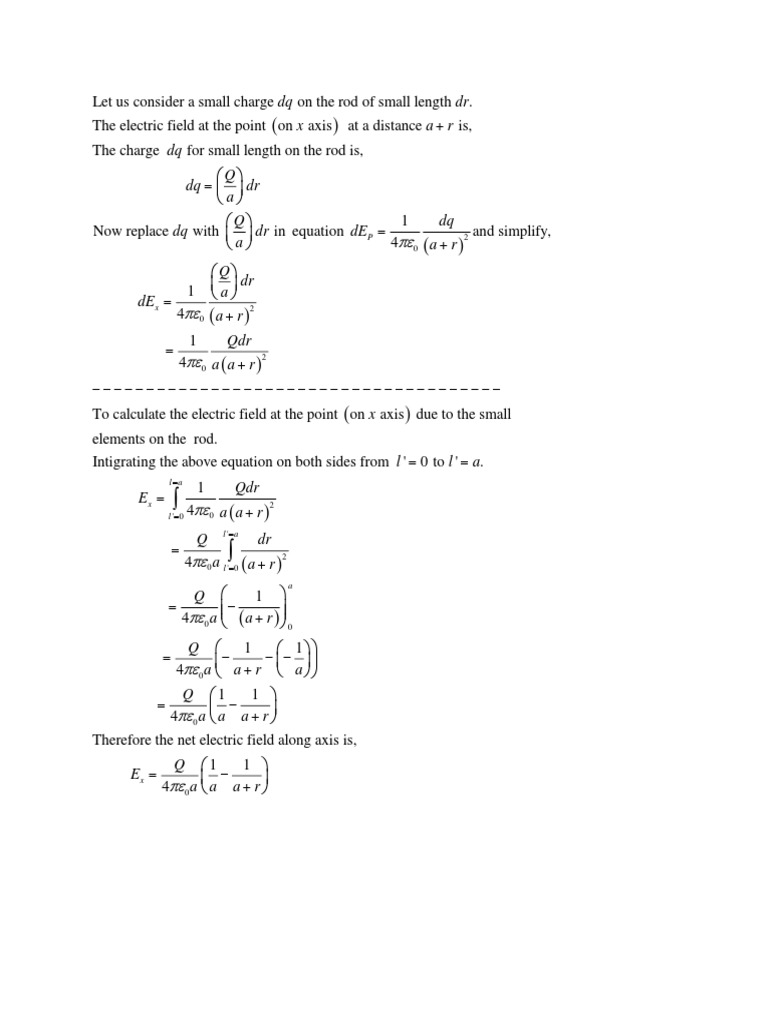 Electric Field of Charged Rod | PDF | Electric Field | Physics