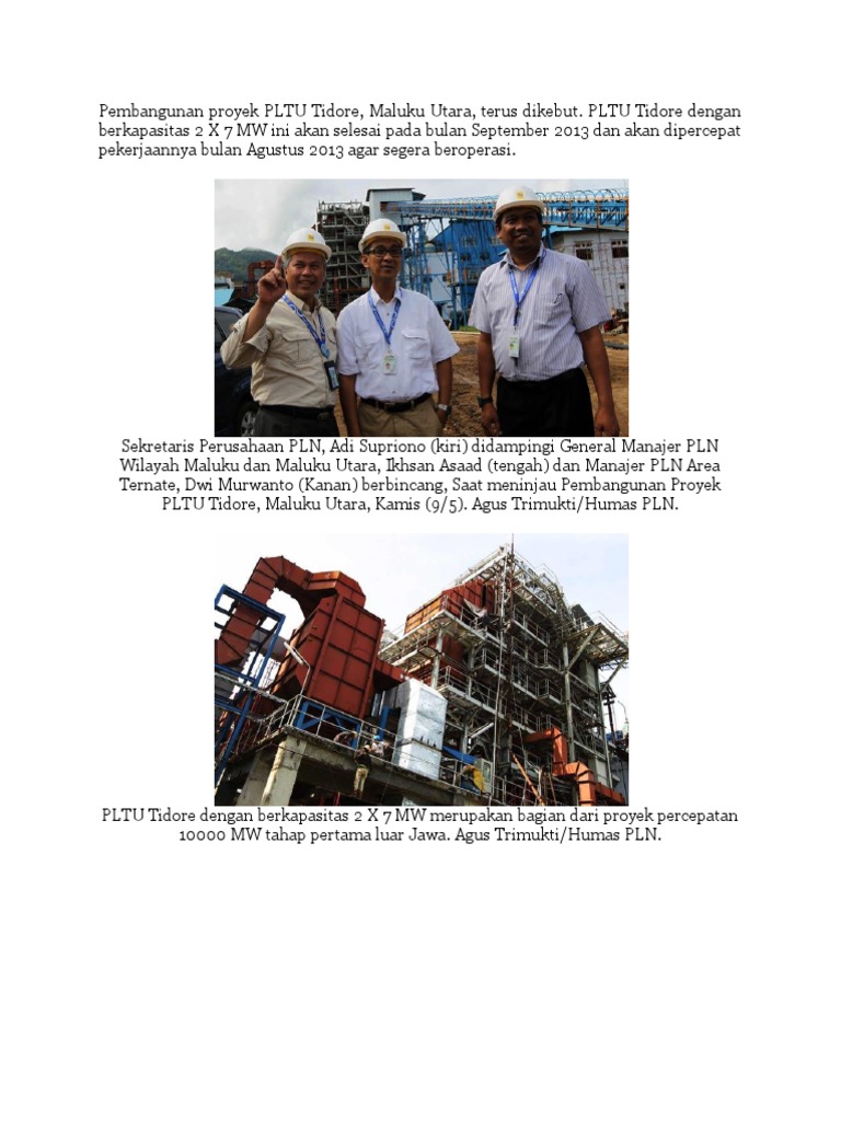 Pembangunan Proyek PLTU Tidore | PDF