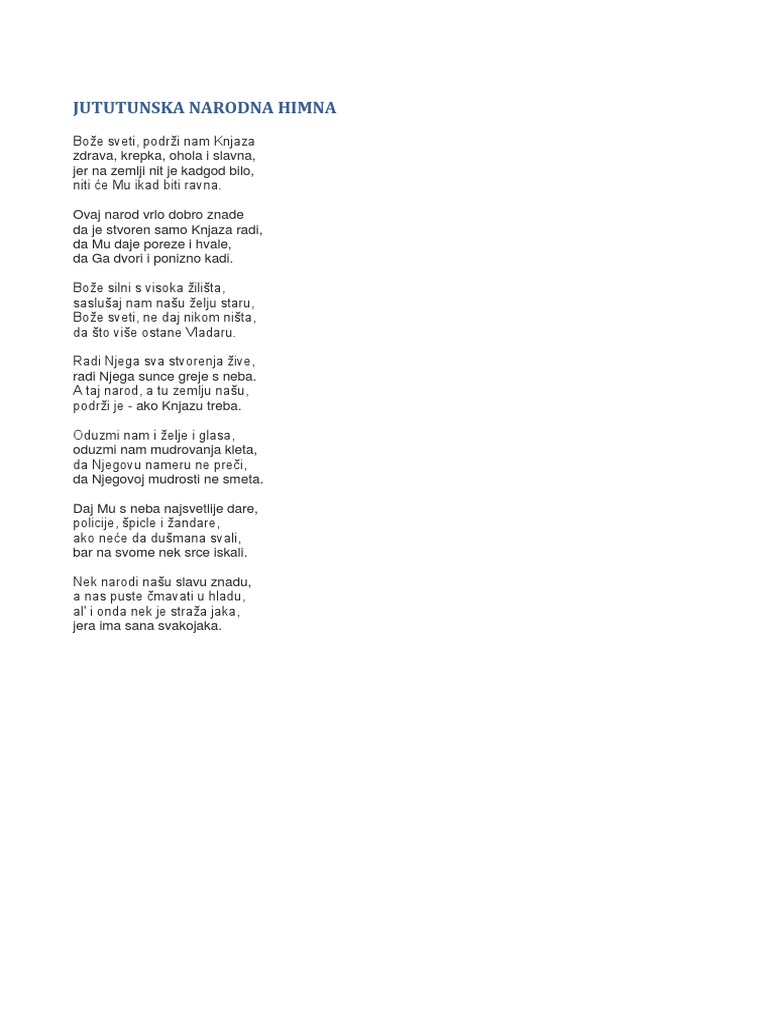 Jututunska Narodna Himna | PDF