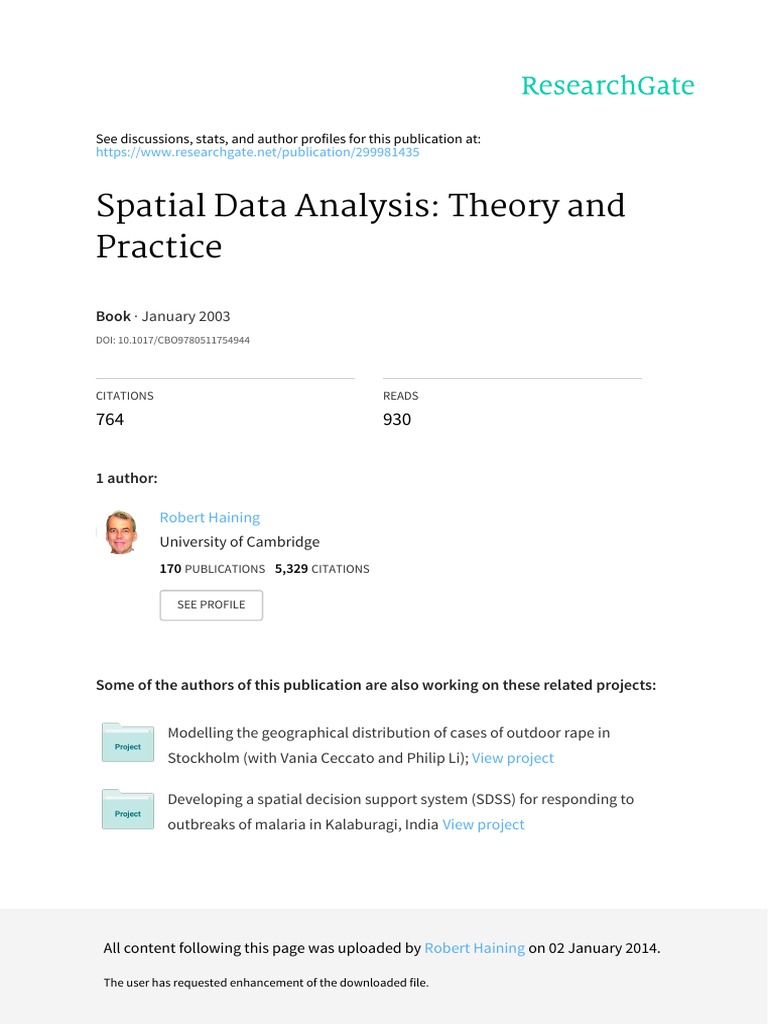 Spatial Data Analysis Theory and Practice | PDF | Spatial Analysis ...