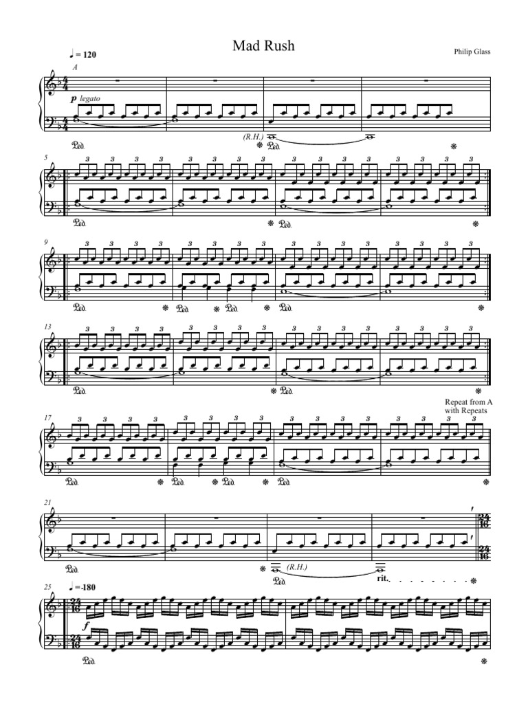 Philip Glass Mad Rush Sheet Music PDF | PDF | Échecs | Ouverture (échecs)